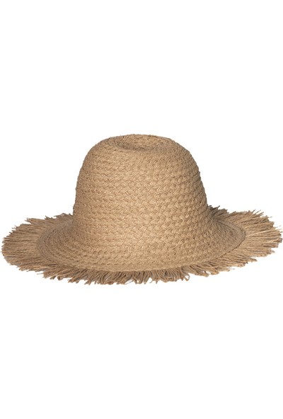 kavshak Ekru Püskül Detaylı Kadın Hasır Şapka