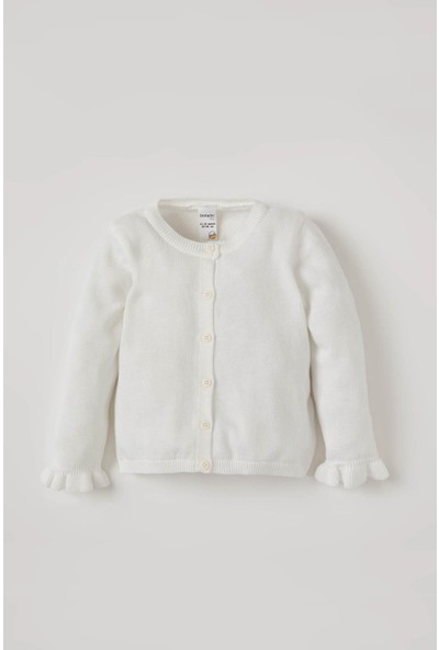 Defacto Kız Bebek Kol Ucu Volan Detaylı Pamuklu Triko Hırka U0156A221SP