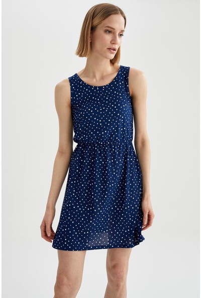 Defacto Askılı Puantiye Desenli Yazlık Mini Elbise T8070AZ21SM