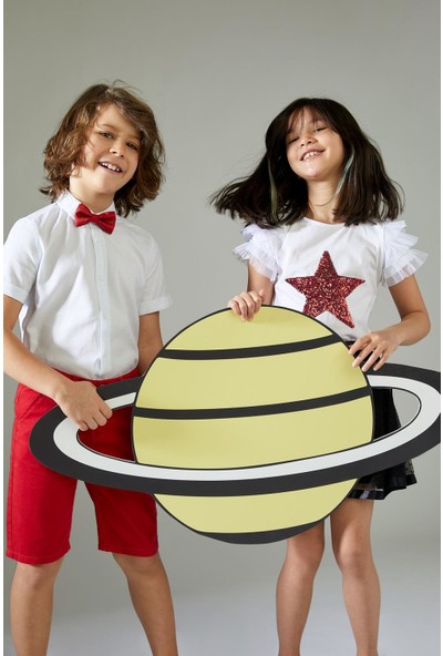 Defacto Kız Çocuk Yıldız Payetli Kısa Kol Tişört T3609A621SM