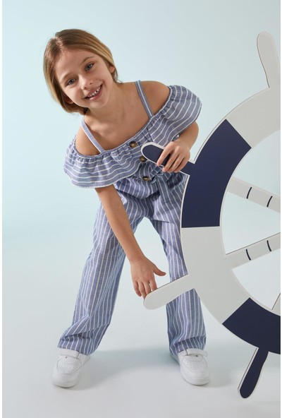 DeFacto Kız Çocuk Çizgili Askılı Tulum T8169A621SM