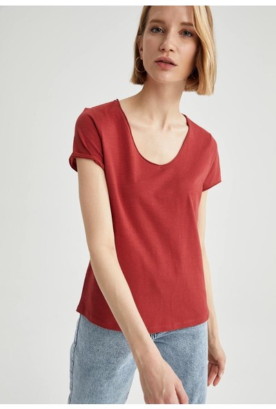 DeFacto V Yaka Basic Relax Fit Kısa Kollu Tişört K1507AZ21SP DeFacto V Yaka Basic Relax Fit Kısa Kollu Tişört K1507AZ21SP