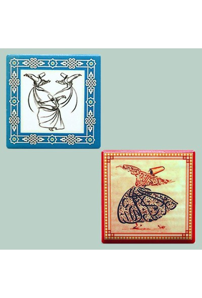 Çinikolik – Çini Seramik Mevlanalı 6'lı Kare Magnet Set