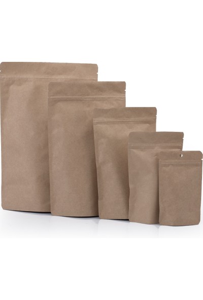 Kraft Alüminyum Kilitli Doypack 50 Adet - 20X30 cm Kraft Alüminyum Kilitli Doypack 50 Adet - 20X30 cm