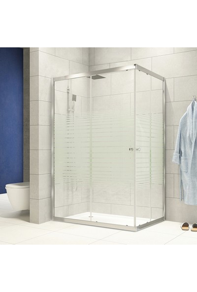 Durul Duşakabin 100 x 90 cm Dikdörtgen Çizgili Duşakabin Duş Teknesiz