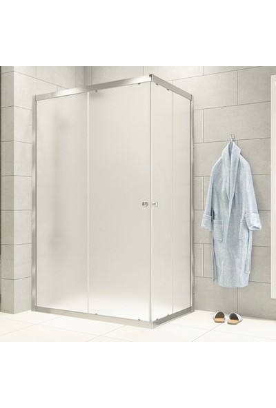 Durul Duşakabin 100 x 80 cm Dikdörtgen Buzlu Duşakabin Duş Teknesiz