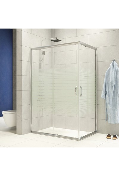 Durul Duşakabin 120 x 90 cm Dikdörtgen 5 mm Çizgili Duşakabin Duş Teknesiz