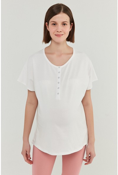 Penti Beyaz Mama Henley Tişört
