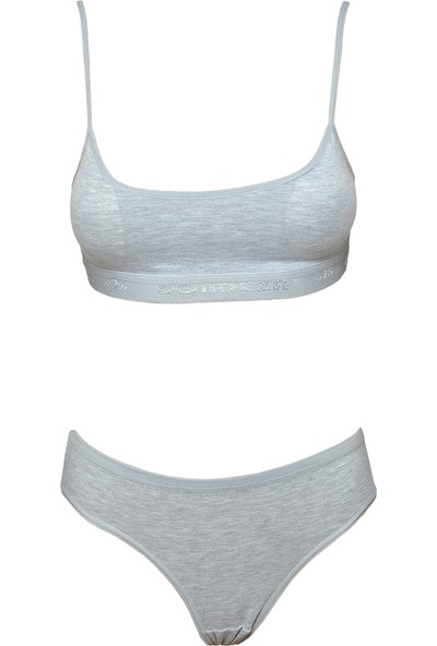 Dondeza Pedli Ip Askılı Yarım Atlet Büstiyer Külot Takım Gri