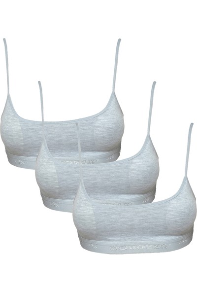 Mudanis Pedli Ip Askılı Gri Büstiyer 3 Adet