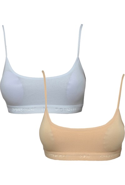 Mudanis Pedli Ip Askılı Beyaz ve Ten Rengi Büstiyer 2 Adet