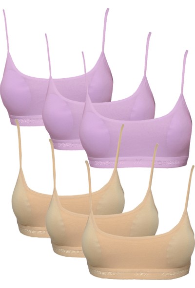 Mudanis Pedli Ip Askılı Pembe ve Ten Büstiyer 6 Adet