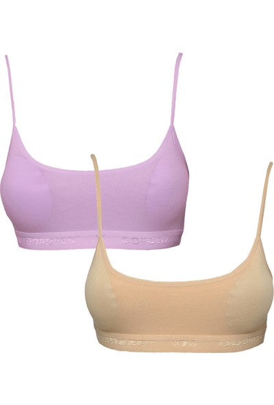 Mudanis Pedli Ip Askılı Pembe ve Ten Rengi Büstiyer 2 Adet