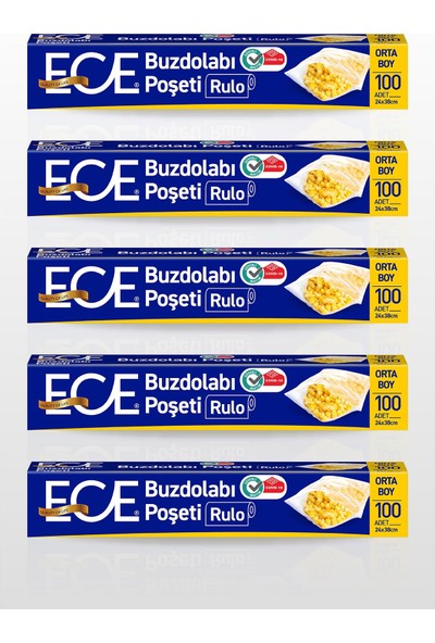 Ece Buzdolabı Poşeti Orta Boy 100'lü x 5 Ece Buzdolabı Poşeti Orta Boy 100'lü x 5