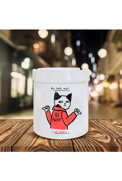 No Talk Me Im Angry Kedi Baskılı Seramik Küllük No Talk Me Im Angry Kedi Baskılı Seramik Küllük
