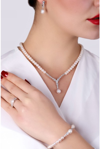 Lulu Incili Su Yolu Gümüş Set Lulu Incili Su Yolu Gümüş Set