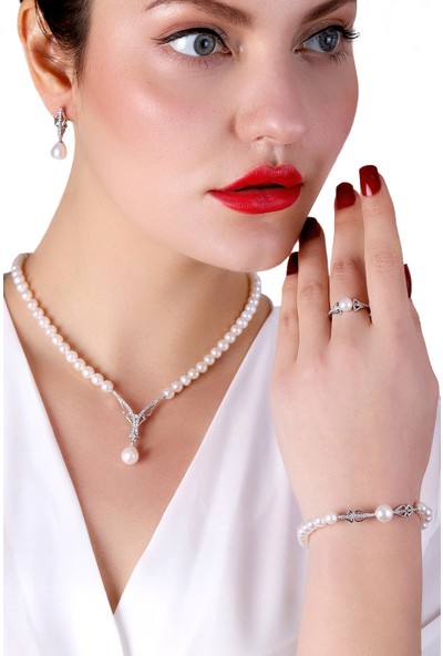 Lulu Zarif Incili Gümüş Set Lulu Zarif Incili Gümüş Set