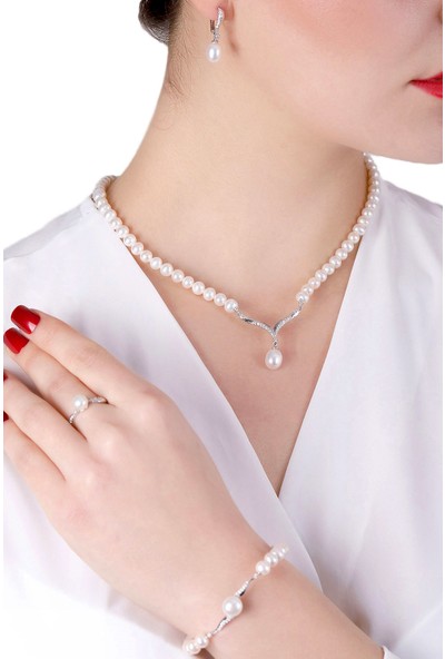 Lulu Zarif Incili Gümüş Set