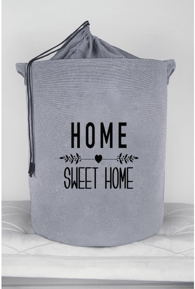 Rope Home Gri Home Sweet Home Silindir Sepet Rope Home Gri Home Sweet Home Silindir Sepet