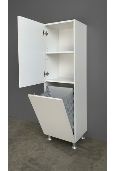 Mobilique Çok Amaçlı Çamaşır Sepetli Raf Dolap 136 x 41,5 x 34,5 cm Mobilique Çok Amaçlı Çamaşır Sepetli Raf Dolap 136 x 41,5 x 34,5 cm