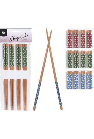 Ecrou Puantiye Desenli Bambu Chopstick Set 8 Parça 22,5 x 0,7