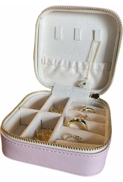 Licia İstanbul Pudra Renk Takı Çantası Licia İstanbul Pudra Renk Takı Çantası