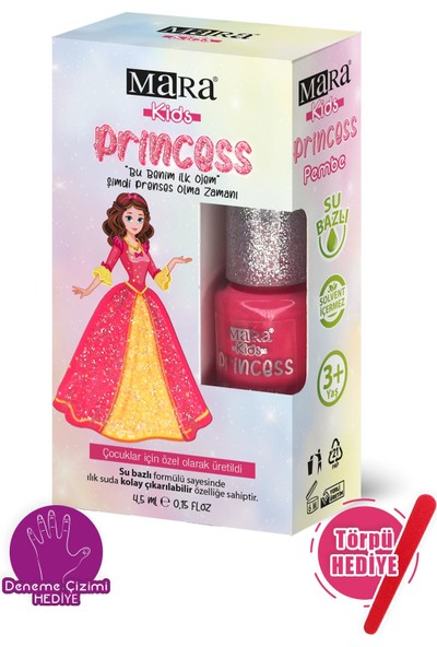 Mara Princess Yıkanabilir Su Bazlı Çocuk Ojesi - Pembe + Törpü Mara Princess Yıkanabilir Su Bazlı Çocuk Ojesi - Pembe + Törpü