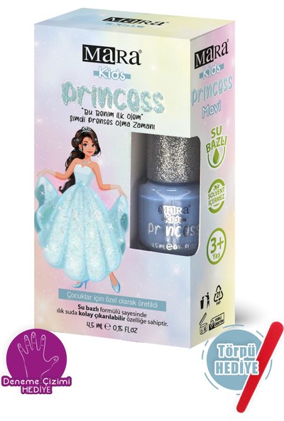 Mara Princess Yıkanabilir Su Bazlı Çocuk Ojesi - Mavi + Törpü Mara Princess Yıkanabilir Su Bazlı Çocuk Ojesi - Mavi + Törpü