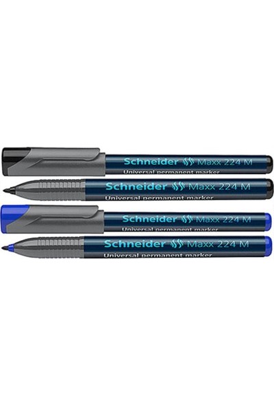 Schneider Maxx 224 M Asetatlı Permenant Kalem Siyah + Mavi 2'li Schneider Maxx 224 M Asetatlı Permenant Kalem Siyah + Mavi 2'li