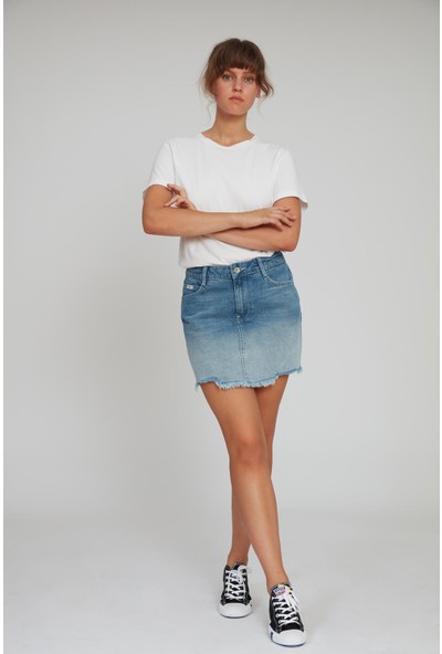 Ra Denim Kadın Normal Bel Slim Fit Hani Kot Etek Ra Denim Kadın Normal Bel Slim Fit Hani Kot Etek