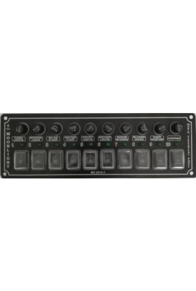 Moonlight 10 Lu Yatay Switch Panel 12-24 Volt Moonlight 10 Lu Yatay Switch Panel 12-24 Volt