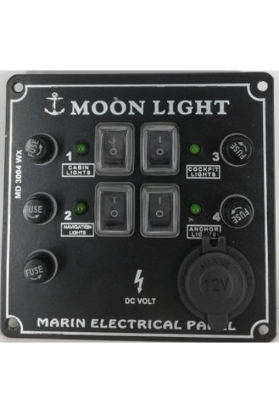 Moonlight 4 Lü Çiftli Switch Panel 12-24 Volt Çakmaklıklı Moonlight 4 Lü Çiftli Switch Panel 12-24 Volt Çakmaklıklı