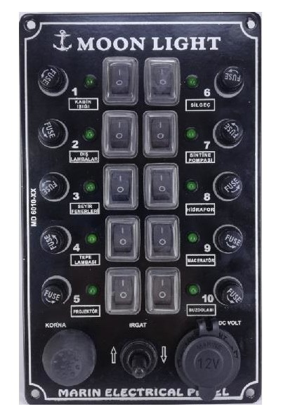 Moonlight 10 Lu Çiftli Switch Panel 12-24 Volt (Çakmak ,ırgat, Korna)