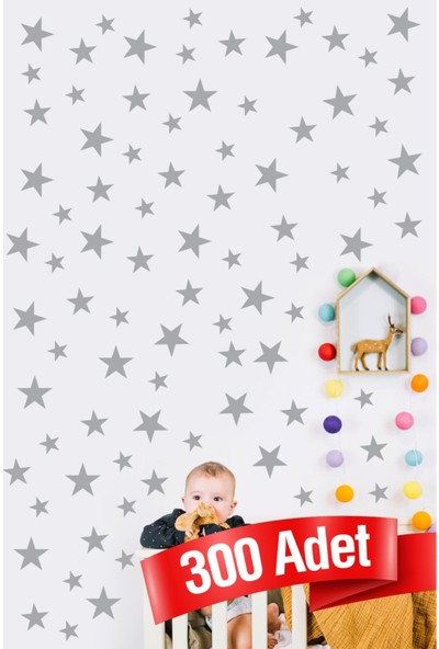 Visare 300 Gri Yıldız Dekoratif Duvar Stickerları 300 Adet - Çocuk Bebek Odası Visare 300 Gri Yıldız Dekoratif Duvar Stickerları 300 Adet - Çocuk Bebek Odası