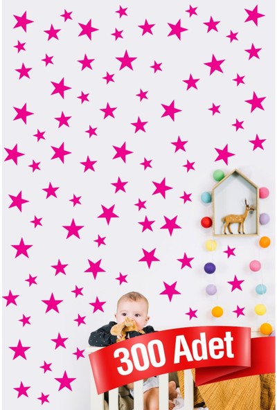 Visare 300 Pembe Yıldız Dekoratif Duvar Stickerları 300 Adet - Çocuk Bebek Odası Visare 300 Pembe Yıldız Dekoratif Duvar Stickerları 300 Adet - Çocuk Bebek Odası