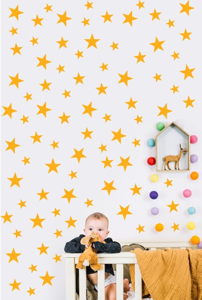 Visare 100 Turuncu Yıldız Dekoratif Duvar Stickerları 100 Adet- Çocuk Bebek Odası Visare 100 Turuncu Yıldız Dekoratif Duvar Stickerları 100 Adet- Çocuk Bebek Odası