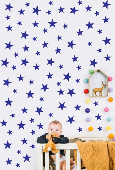 Visare 100 Lacivert Yıldız Dekoratif Duvar Stickerları 100 Adet - Çocuk Bebek Odası Visare 100 Lacivert Yıldız Dekoratif Duvar Stickerları 100 Adet - Çocuk Bebek Odası