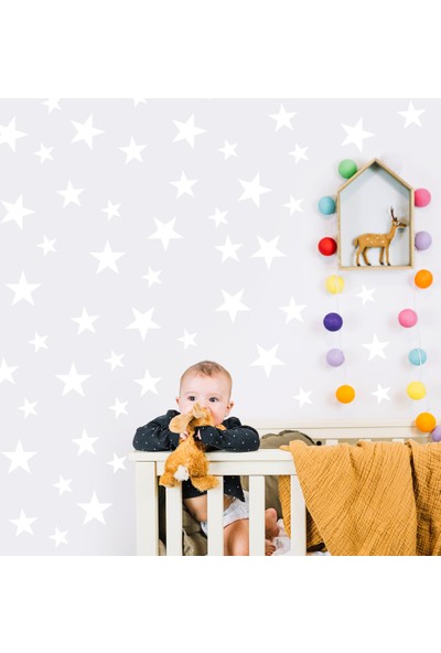 Visare 100 Beyaz Yıldız Dekoratif Duvar Stickerları 100 Adet - Çocuk Bebek Odası Visare 100 Beyaz Yıldız Dekoratif Duvar Stickerları 100 Adet - Çocuk Bebek Odası