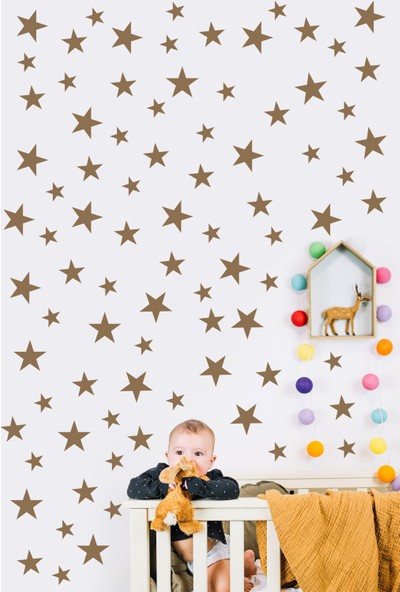 Visare 100 Altın Rengi Yıldız Dekoratif Duvar Stickerları 100 Adet - Çocuk Bebek Odası Visare 100 Altın Rengi Yıldız Dekoratif Duvar Stickerları 100 Adet - Çocuk Bebek Odası