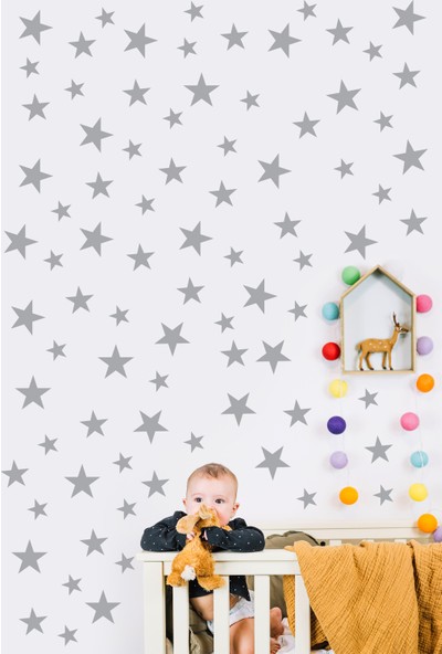 Visare 100 Gri Yıldız Dekoratif Duvar Stickerları 100 Adet - Çocuk Bebek Odası Visare 100 Gri Yıldız Dekoratif Duvar Stickerları 100 Adet - Çocuk Bebek Odası