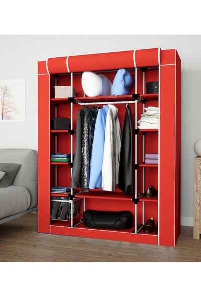 Berrado Plastik Borulu Çift Yandan Raflı Bez Gardrop Bez Dolap Berrado Plastik Borulu Çift Yandan Raflı Bez Gardrop Bez Dolap