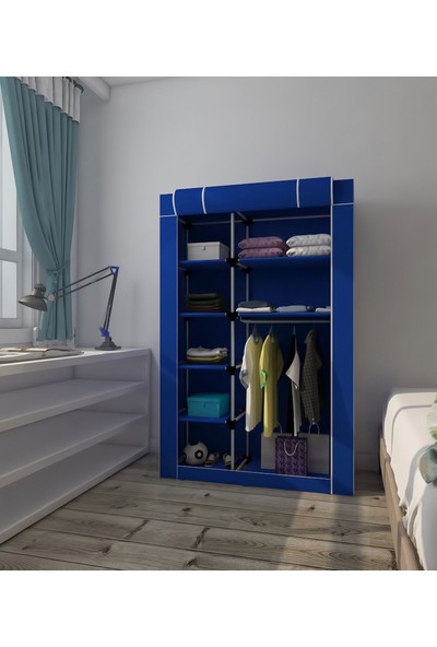 Berrado Metal Borulu Tek Yandan Raflı Bez Gardırop Berrado Metal Borulu Tek Yandan Raflı Bez Gardırop