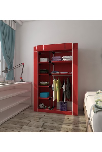 Berrado Metal Borulu Tek Yandan Raflı Bez Gardrop Berrado Metal Borulu Tek Yandan Raflı Bez Gardrop