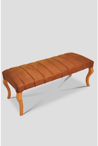 Berrado 120 cm Çizgili Lüks Bench Puf Ceviz Eskitme Kofe