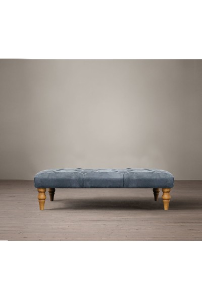 Berrado Ceviz Eskitme Kapitoneli Dekoratif Orta Puf Koltuk