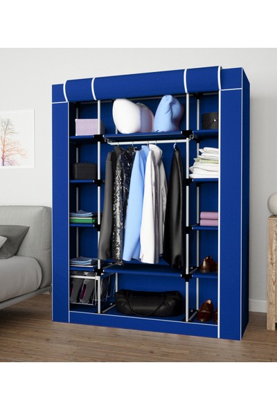 Berrado Plastik Borulu Çift Yandan Raflı Bez Gardırop