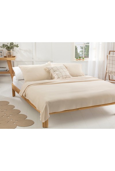 Cool Stripe Soft Touch Çift Kişilik Pike Seti 200X220 cm Fildişi