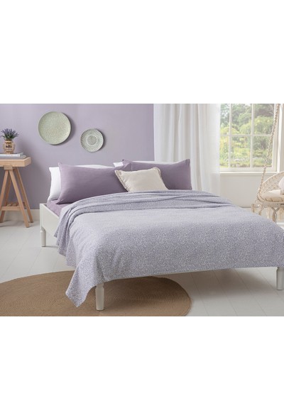 Tımeless Garden Baskılı Çift Kişilik Pike 200X220 cm Lila