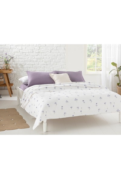 Sprıng Flowers Baskılı Çift Kişilik Pike 200X220 cm Leylak