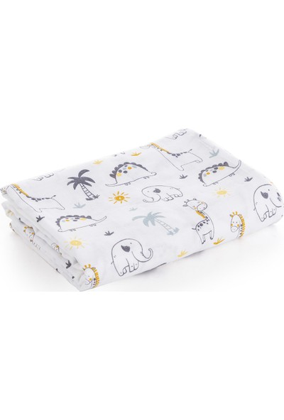 Müslin Bezi Örtü Safari Desen - Gri 120X120 cm + 4 Adet Ağız Mendili Müslin Bezi Örtü Safari Desen - Gri 120X120 cm + 4 Adet Ağız Mendili